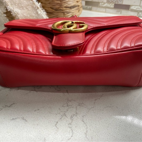 Gucci | Bags | Gucci Marmont Small Shoulder Bag In Red Leather | Poshmark